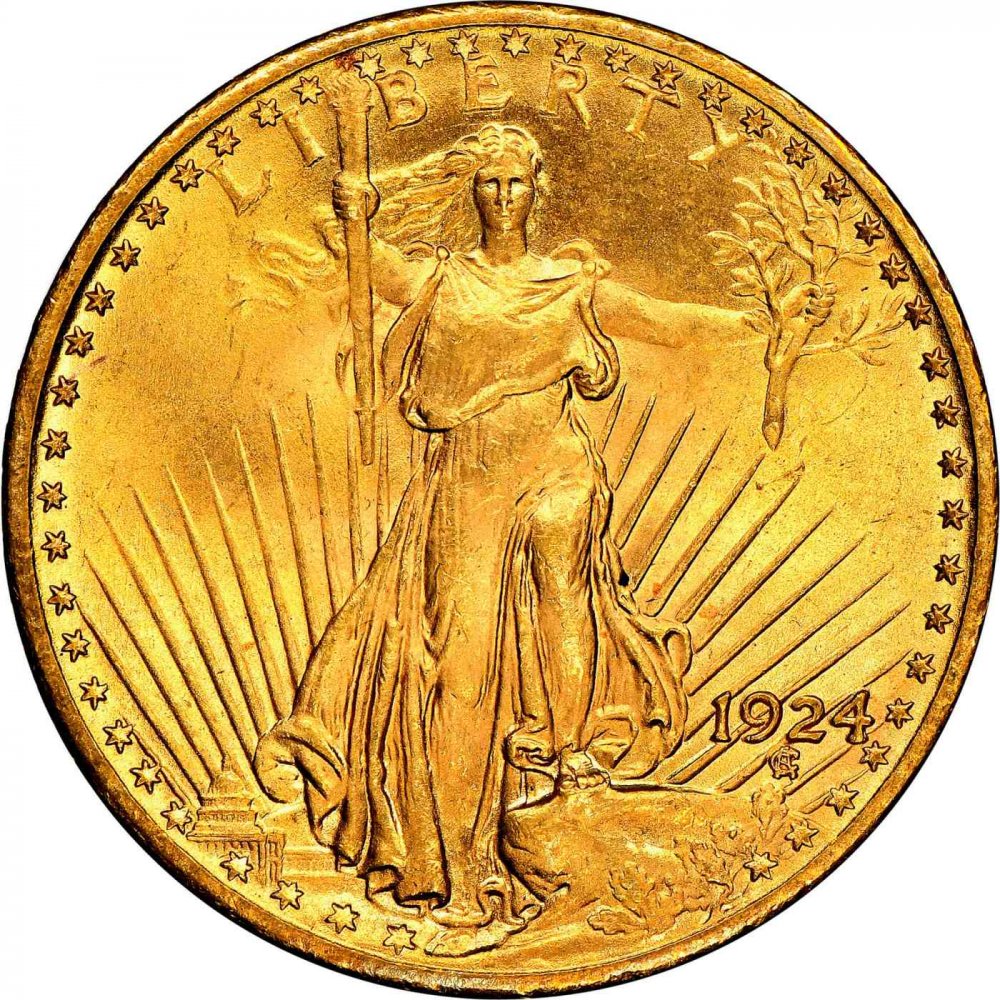 Gold coin 20 Dollar American Double Eagle | Saint Gaudens | 1924